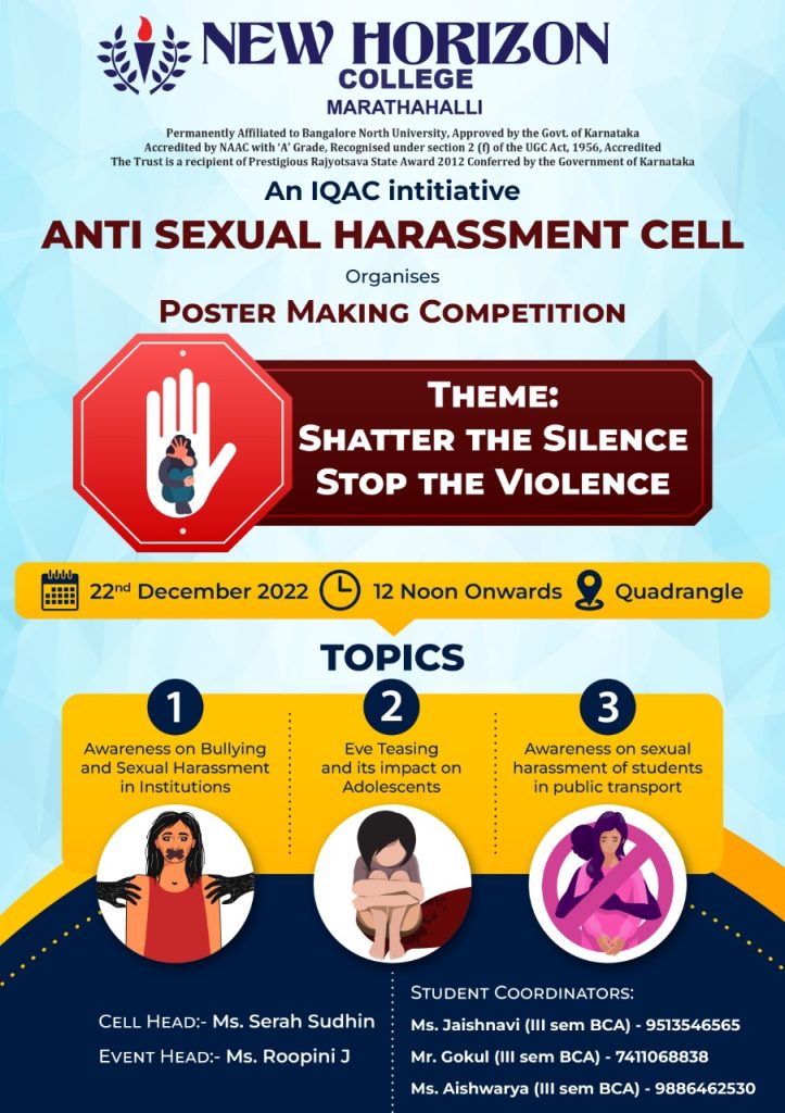 poster making competition” by ” Anti-sexual Harassment Cell” - New ...